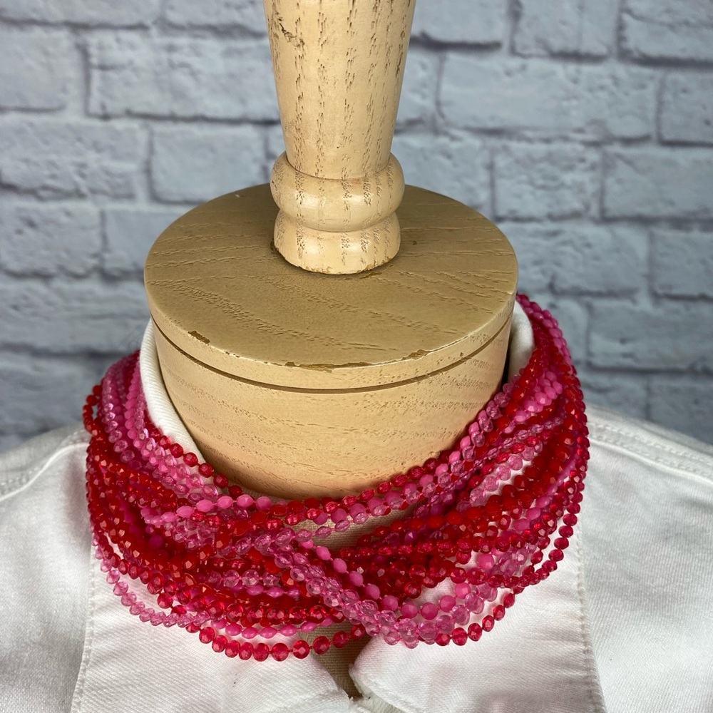 Vintage Bubble Gum Pink Multiple Strands Necklace - Gem